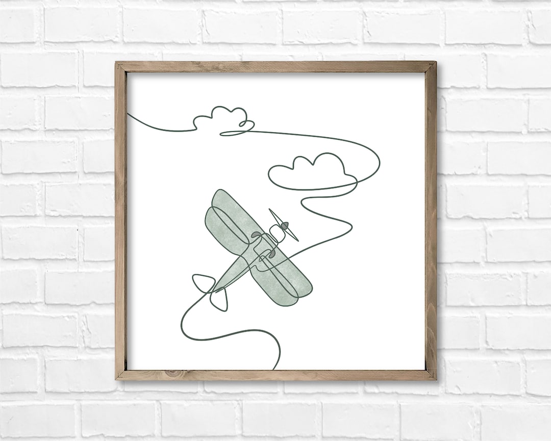 Plane, Continuous Line, Drawing, Simple, Minimalist, Nursery, Baby ...