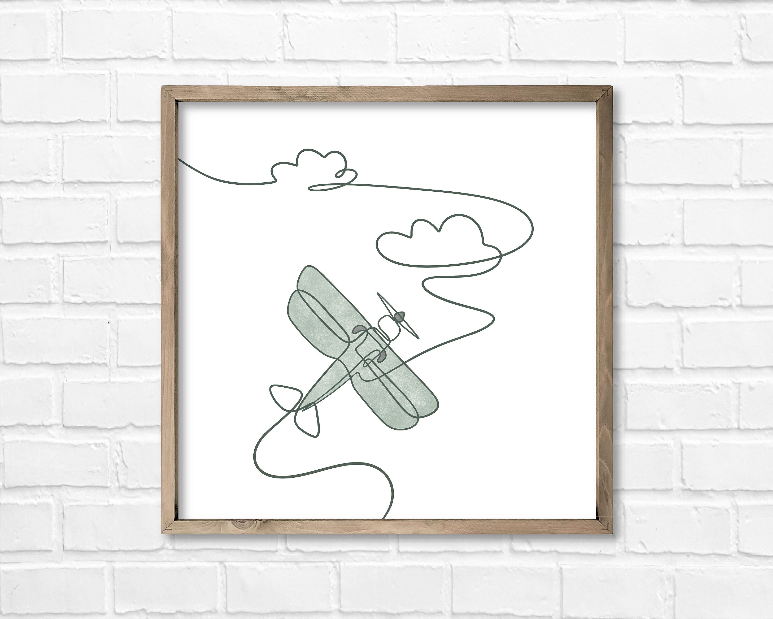 Plane, Continuous Line, Drawing, Simple, Minimalist, Nursery, Baby ...