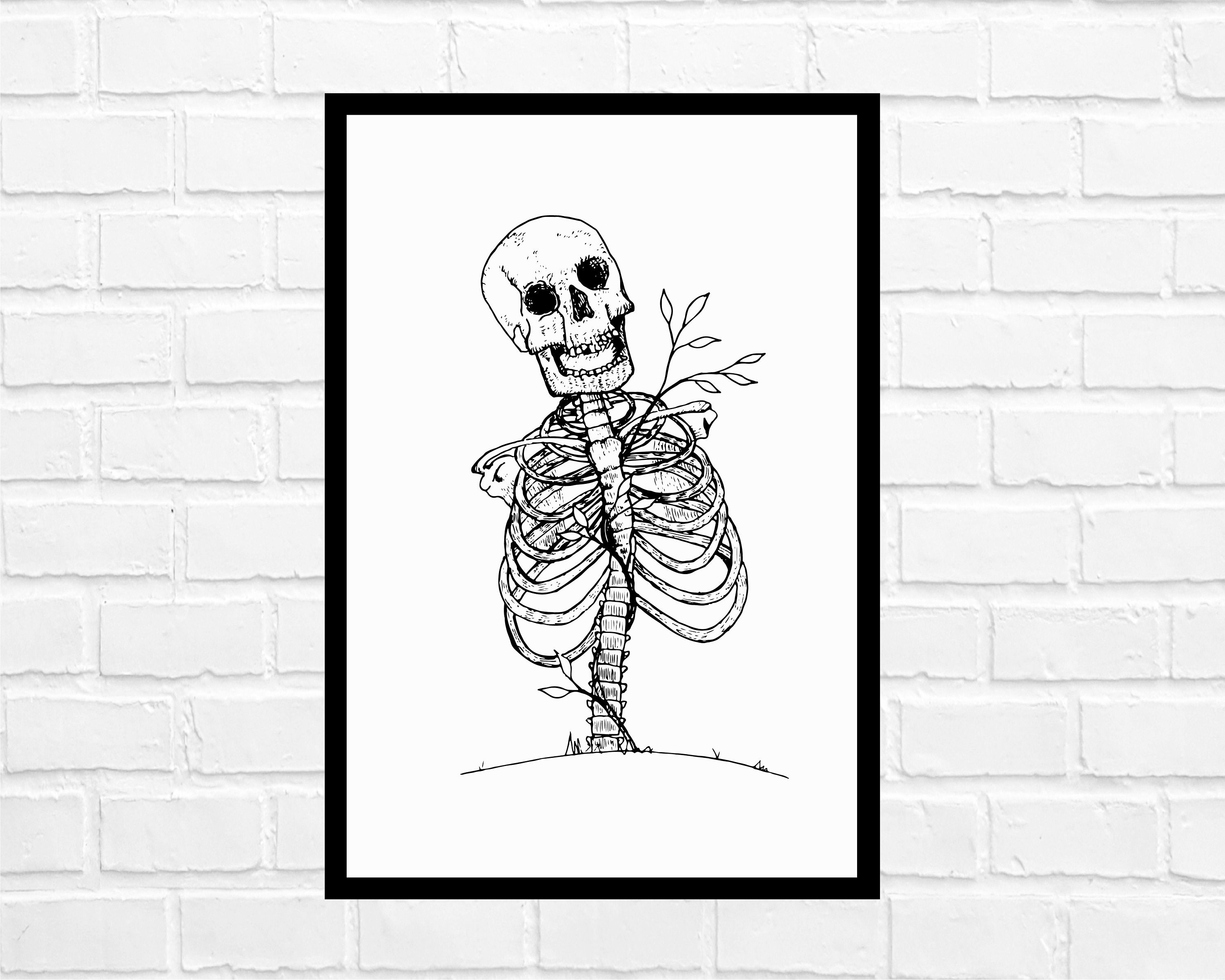 Skeleton, Torso, Sketch, Doodle, Spooky, Creepy, Halloween, Digital ...