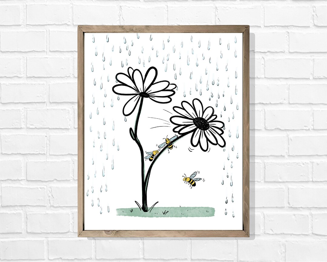 Bee Kind, Rain, Kindness, Shelter, Cute, Poster, Feel Good, Water Color ...