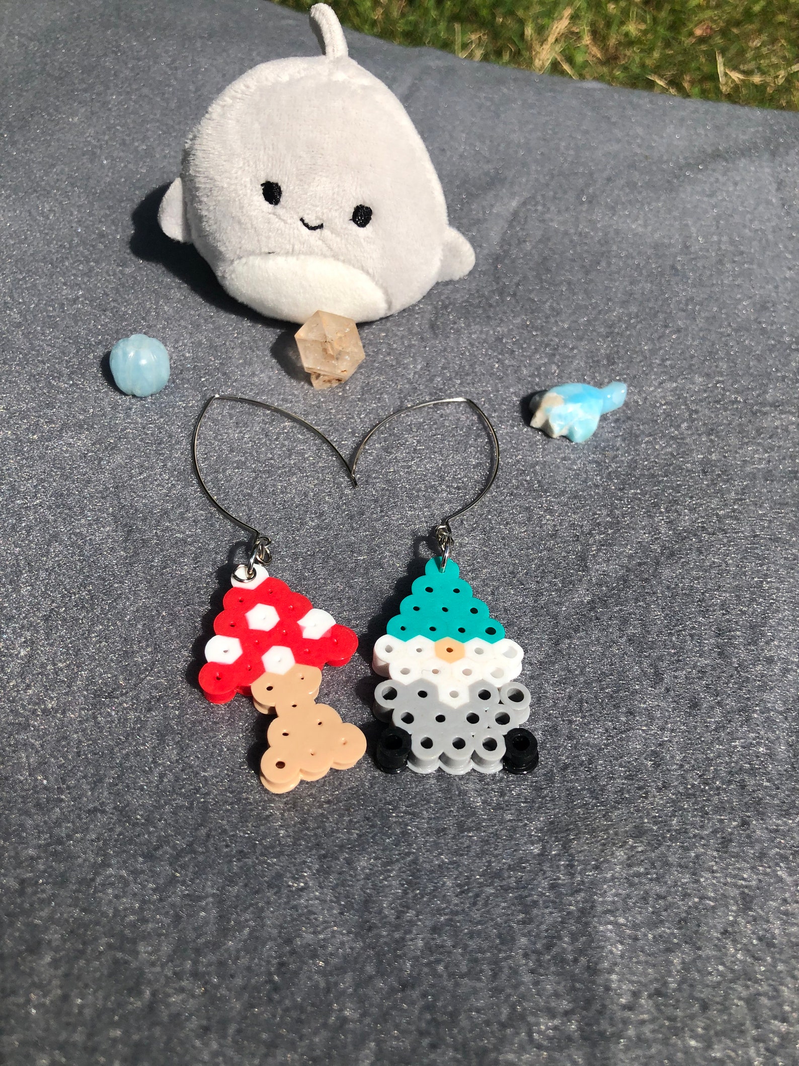 Perler Bead Mushroom Gnome Earrings - Etsy