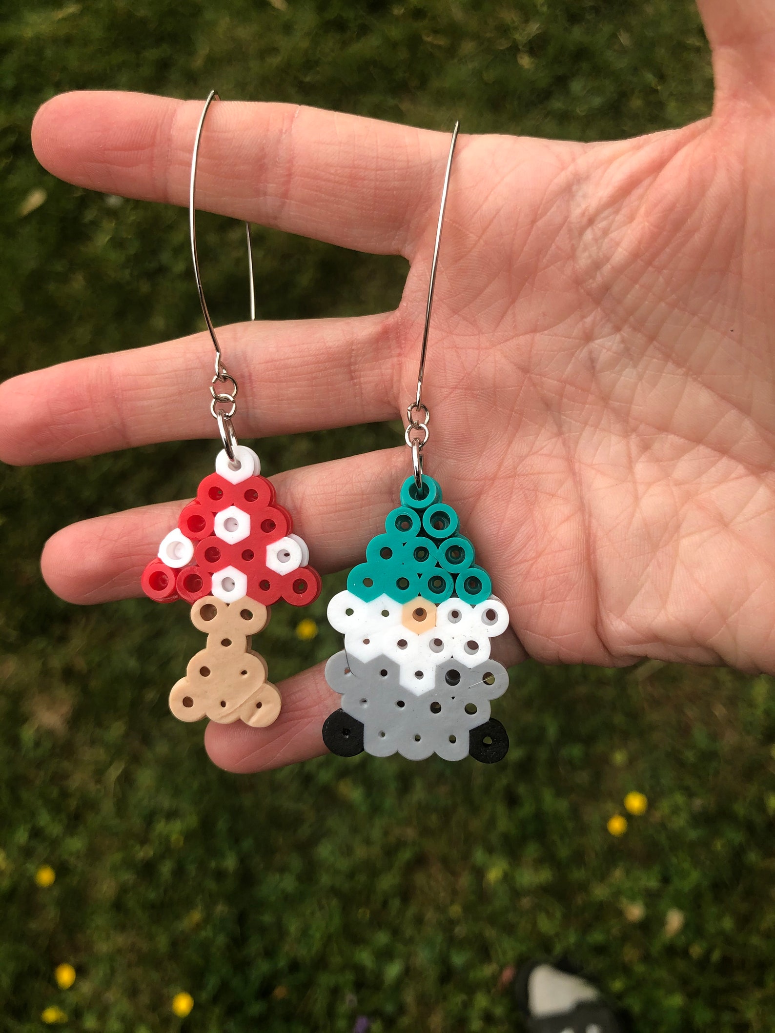 Perler Bead Mushroom Gnome Earrings - Etsy