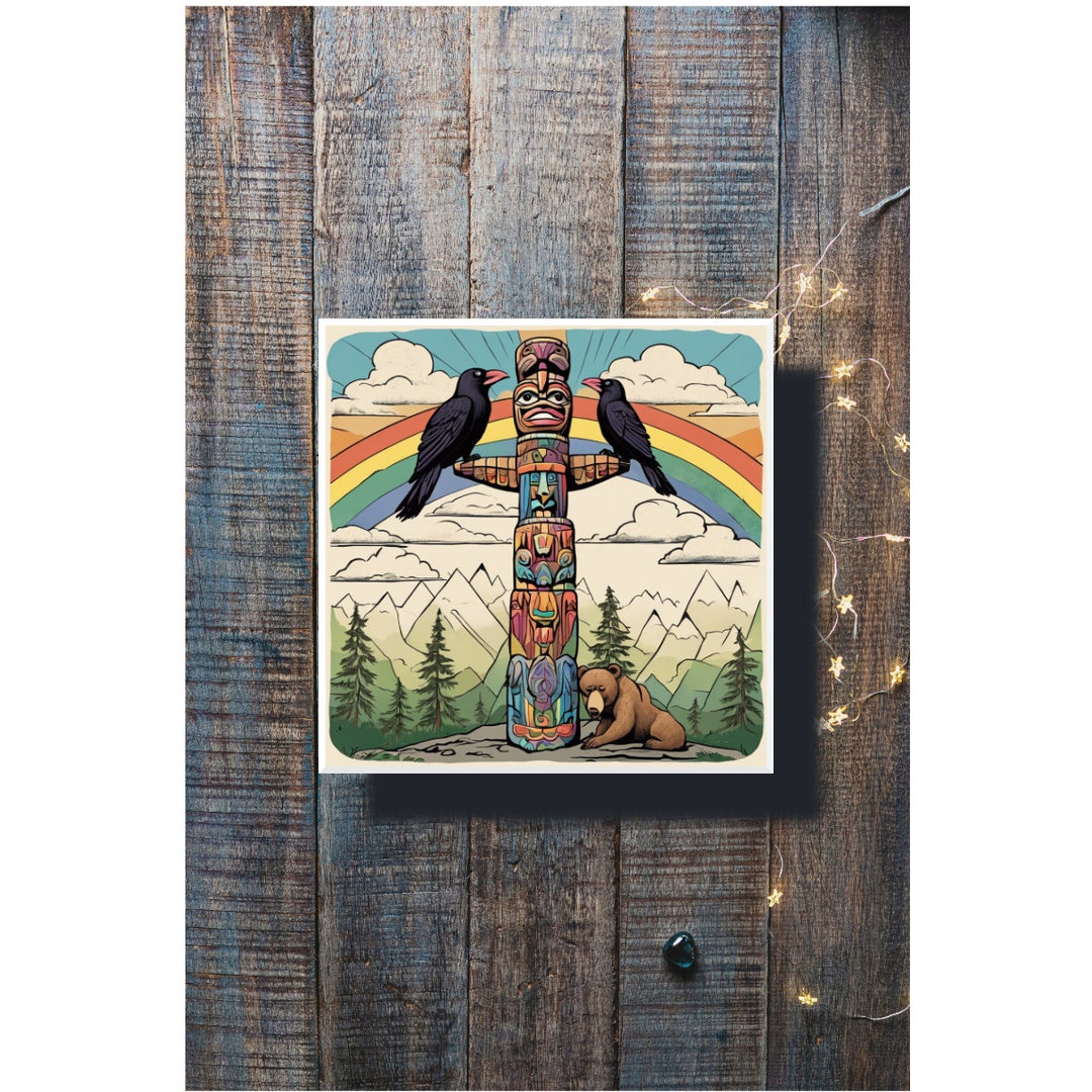 Native Sticker, Native Totem Pole , Raven Sticker, Bear Sticker, Vinyl ...