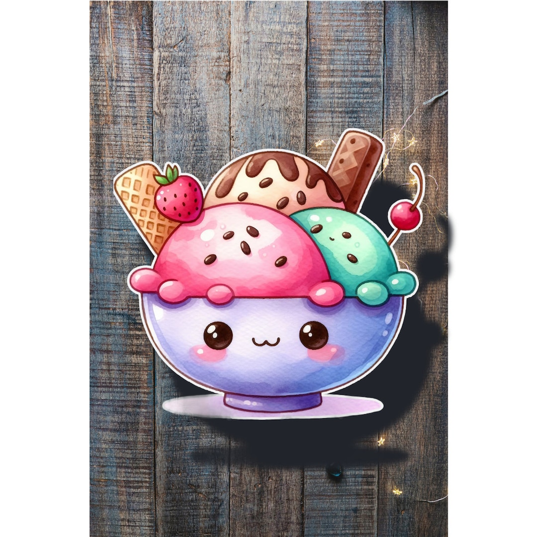 Ice Cream Sticker Vinyl Sticker Waterproof Sticker Water Bottle Sticker ...