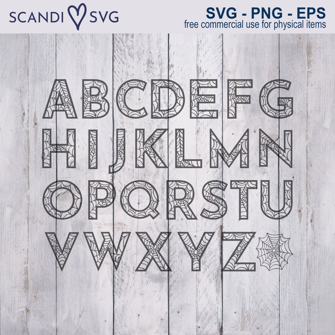 Halloween Alphabet SVG Spider Web Font SVG Cricut - Etsy