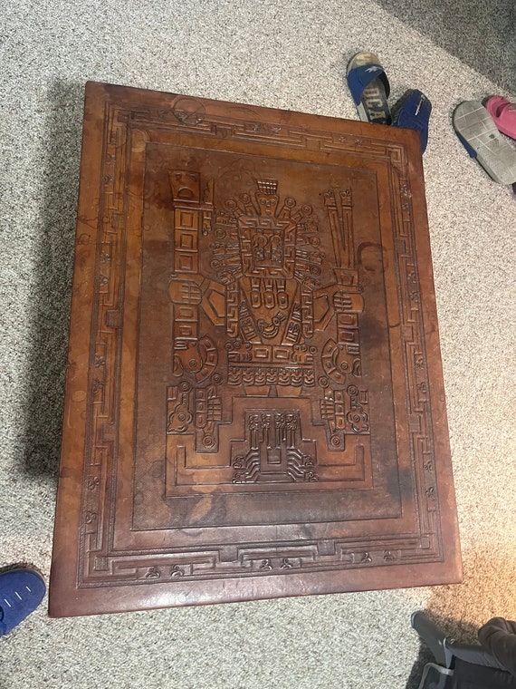 Antique Aztec Table Embossed Leather - Etsy