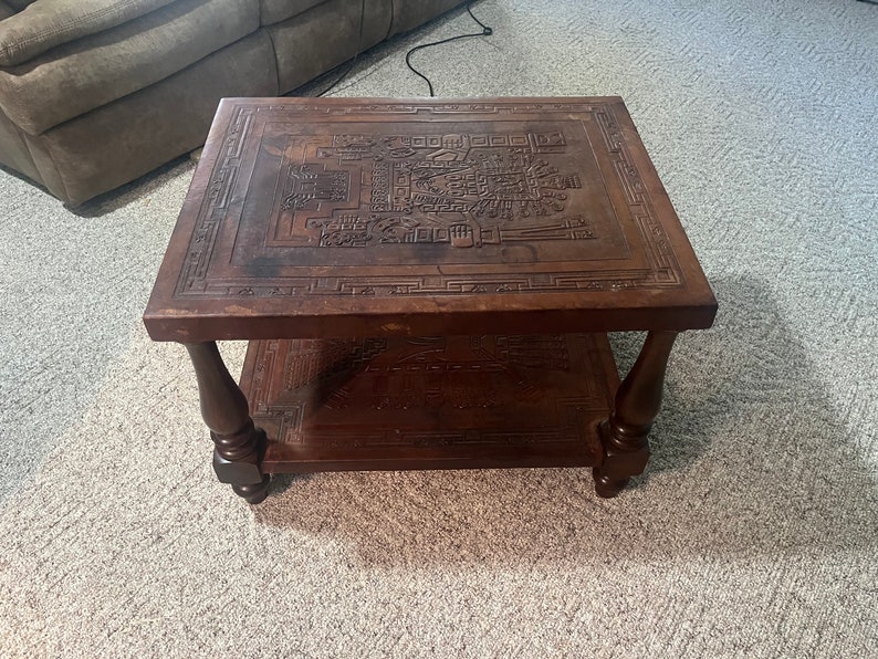 Antique Aztec Table Embossed Leather - Etsy