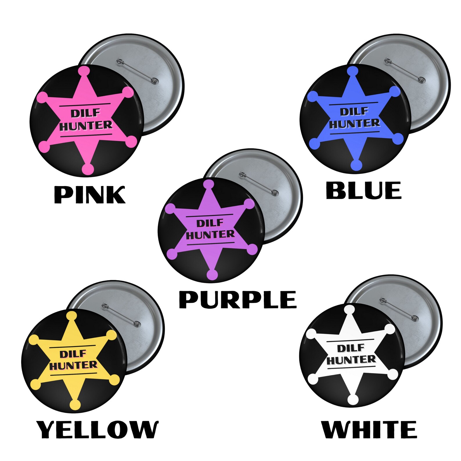 DILF Hunter Badge Pin Button, Gift for Hot Dad Lovers, Funny DILF Gift ...