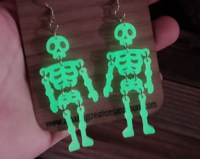 Glow in the Dark Skeleton Dangle Earrings | Dancing | Wiggle | Jointed ...