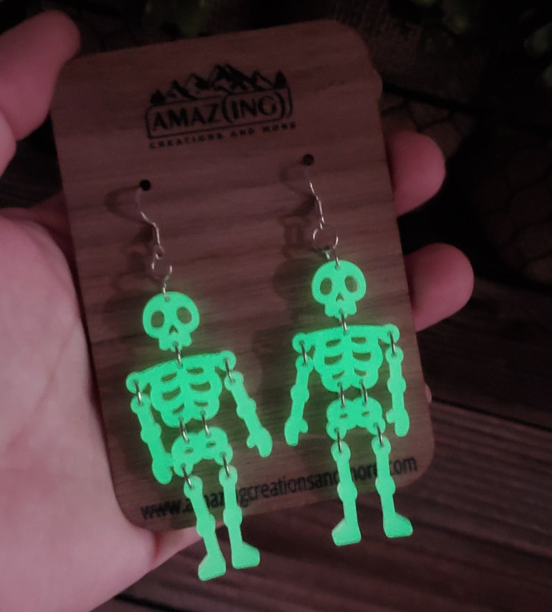 Glow in the Dark Skeleton Dangle Earrings Dancing Wiggle - Etsy