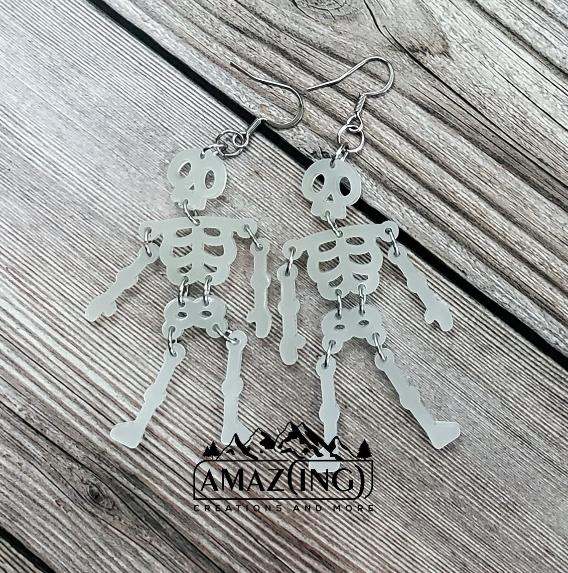 Glow in the Dark Skeleton Dangle Earrings Dancing Wiggle - Etsy