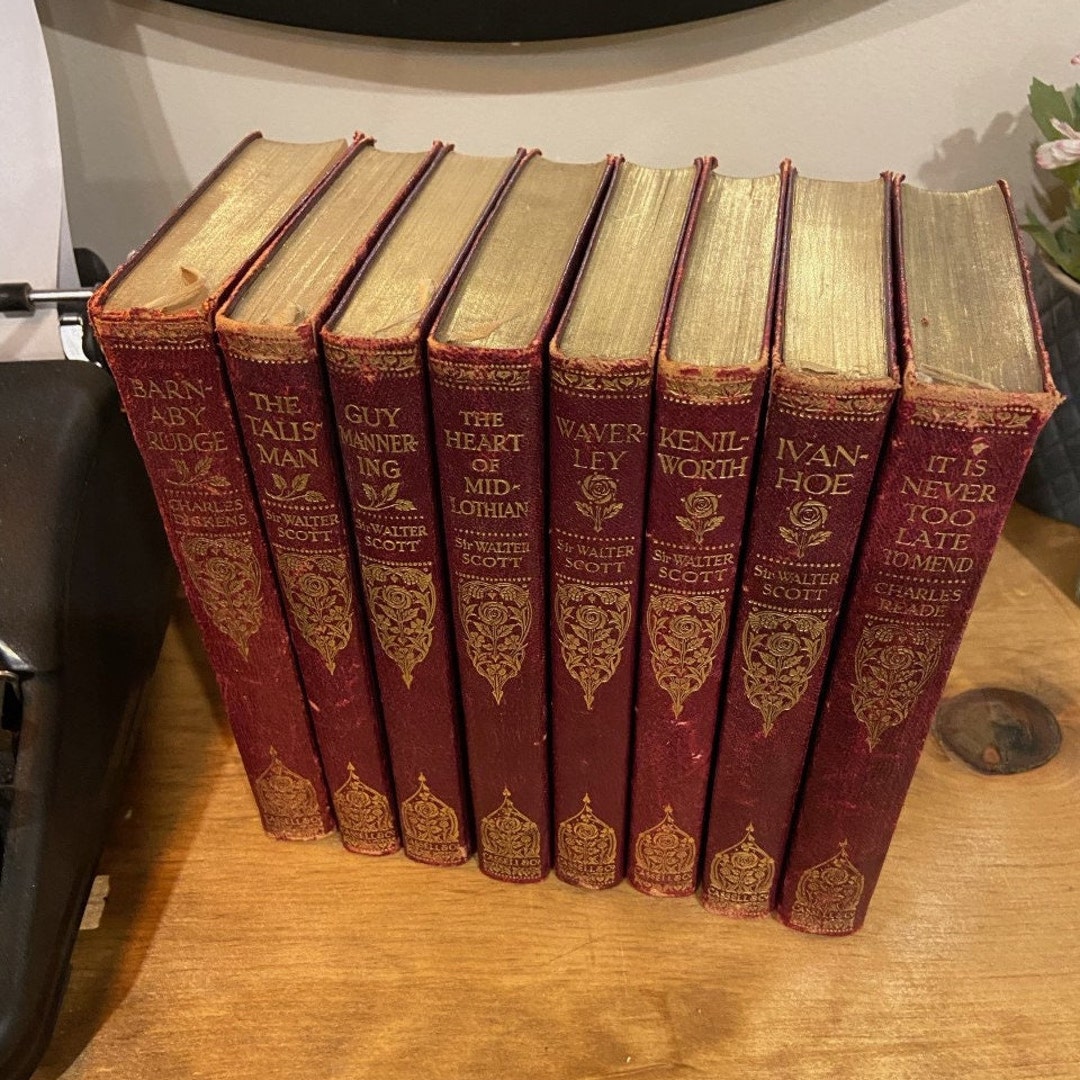 Vintage Red Leather Gilt “the People's Library" Books 1900s Sir Walter ...