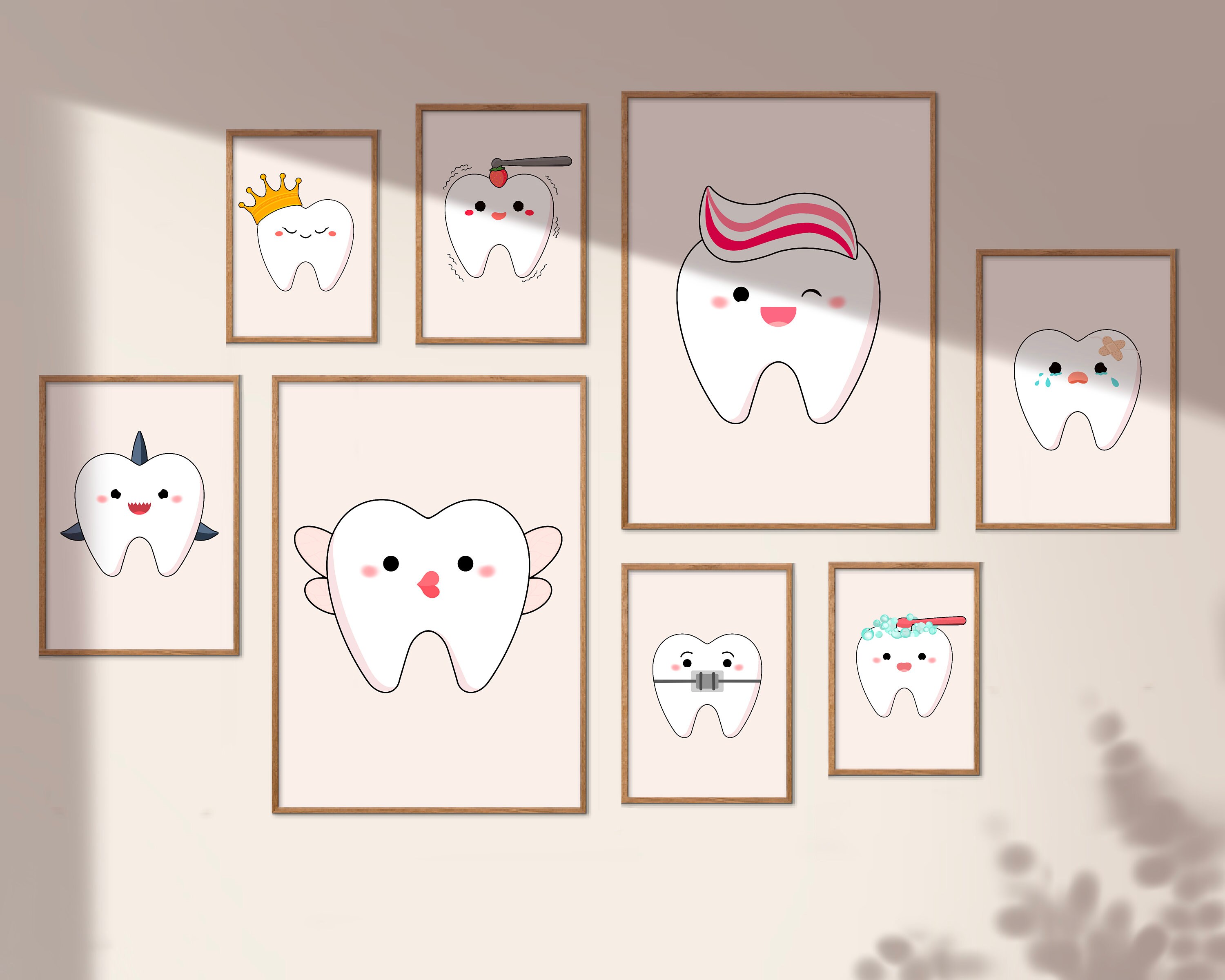 Dentist Gallery Wall Cute Teeth, Dental Clinic Digital File Dentist ...