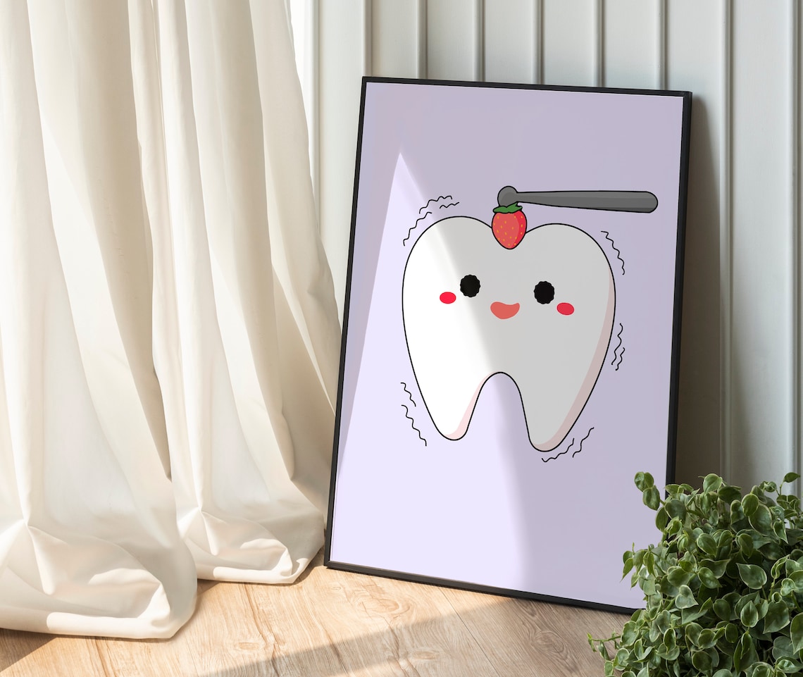 Set of 12 Teeth Printable Drawings Download Colorful Gallery Wall for ...