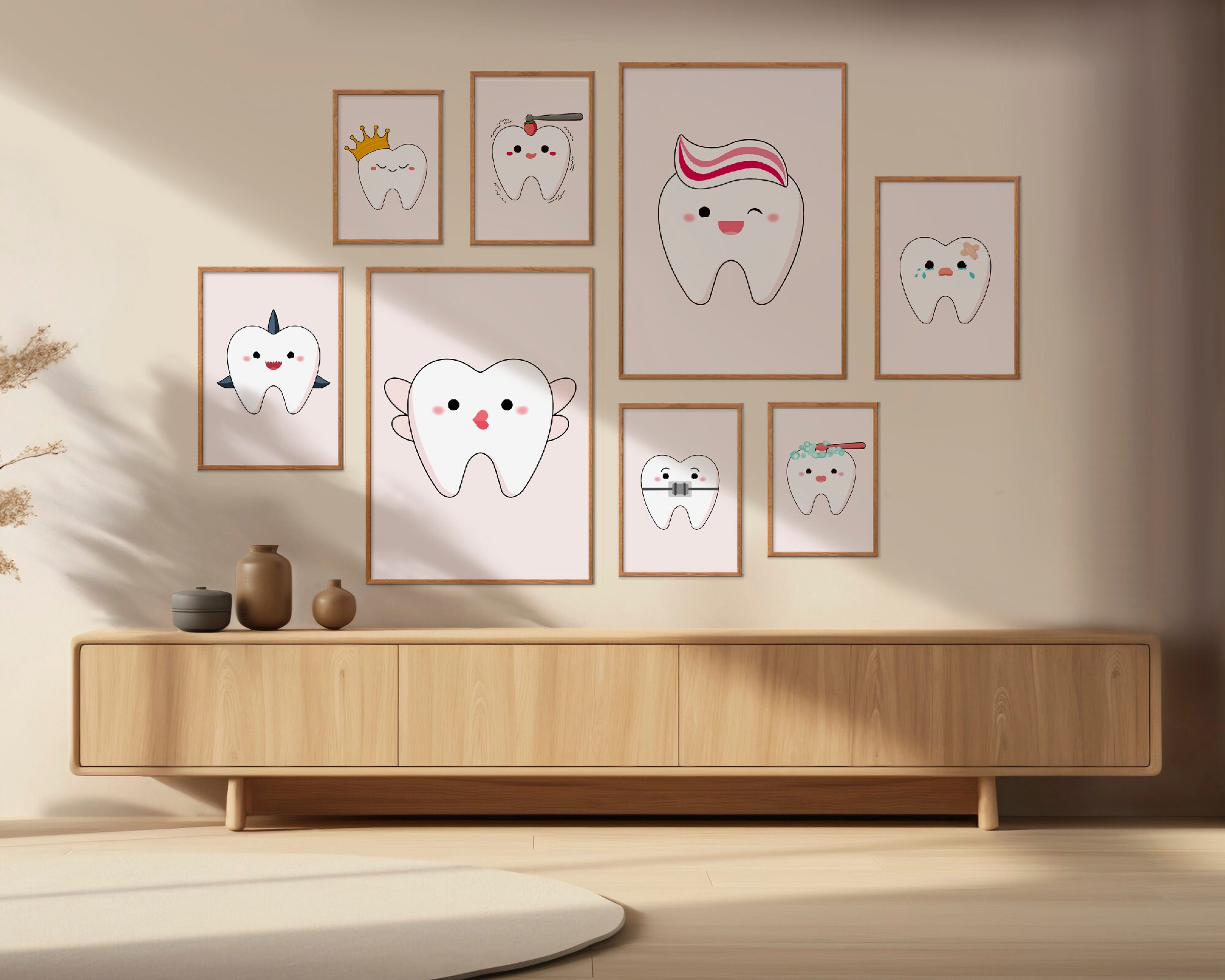 Dentist Gallery Wall Cute Teeth, Dental Clinic Digital File Dentist ...