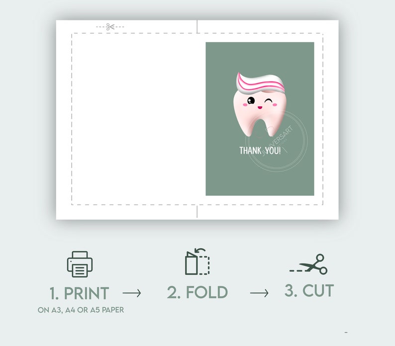 Printable Thank You Card for Dentist Cute Tooth Greeting Card - Etsy