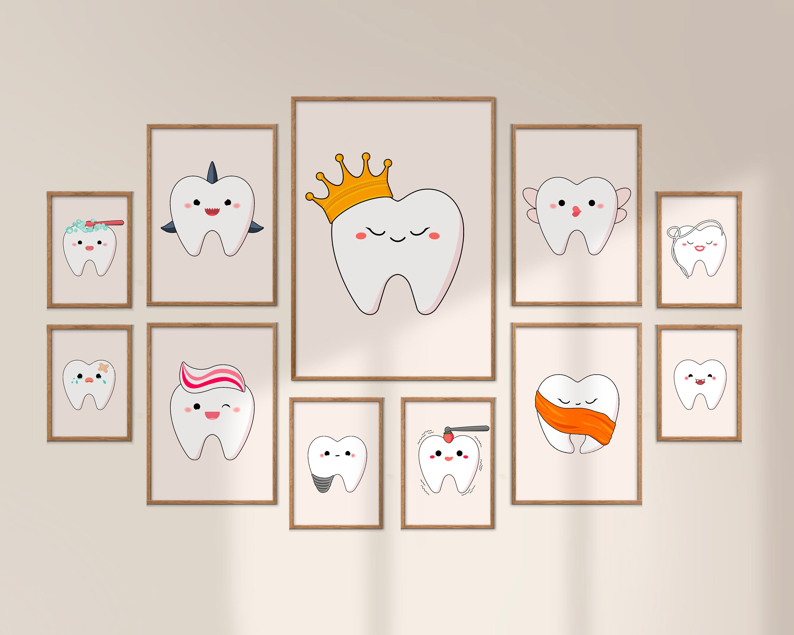 Dentist Gallery Wall Cute Teeth, Dental Clinic Digital File Dentist ...