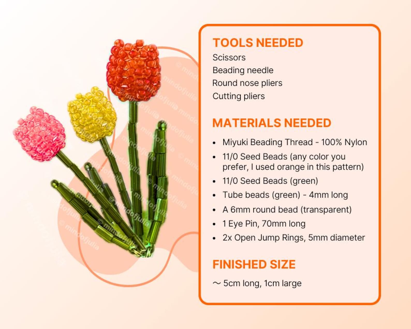 Beaded Tulip PDF Pattern: DIY Seed Bead Flower Tutorial (digital ...
