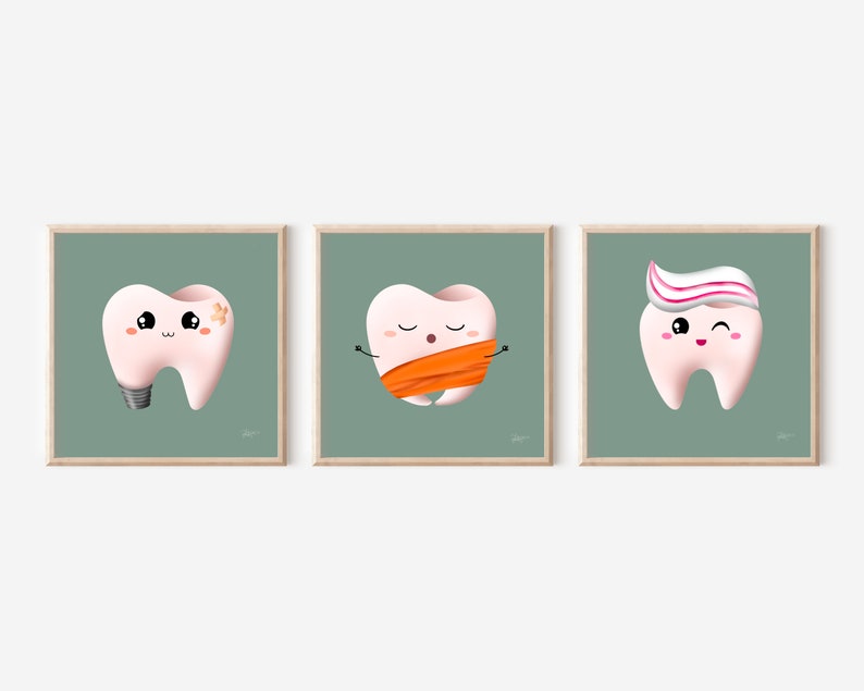 Set of Prints, Dental Clinic Decor, Dental Office Wall Art, Dentist ...
