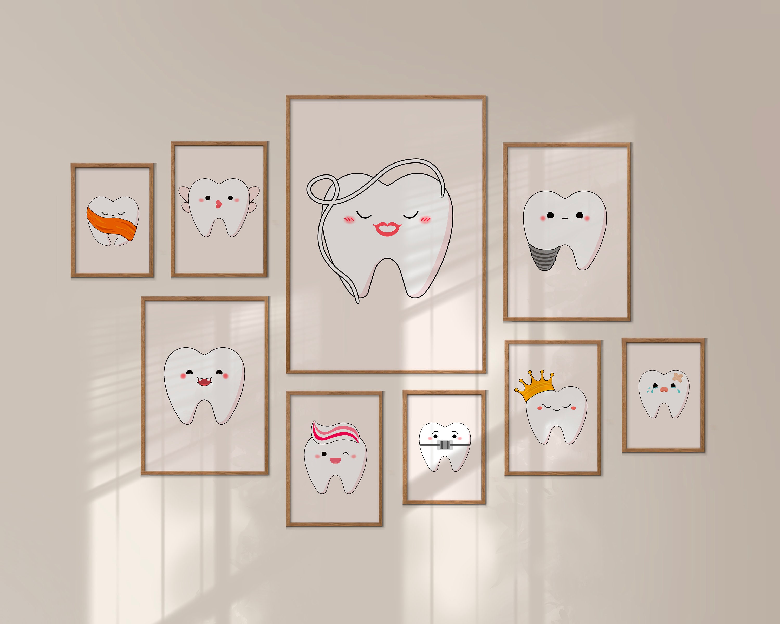 Dentist Gallery Wall Cute Teeth, Dental Clinic Digital File Dentist ...