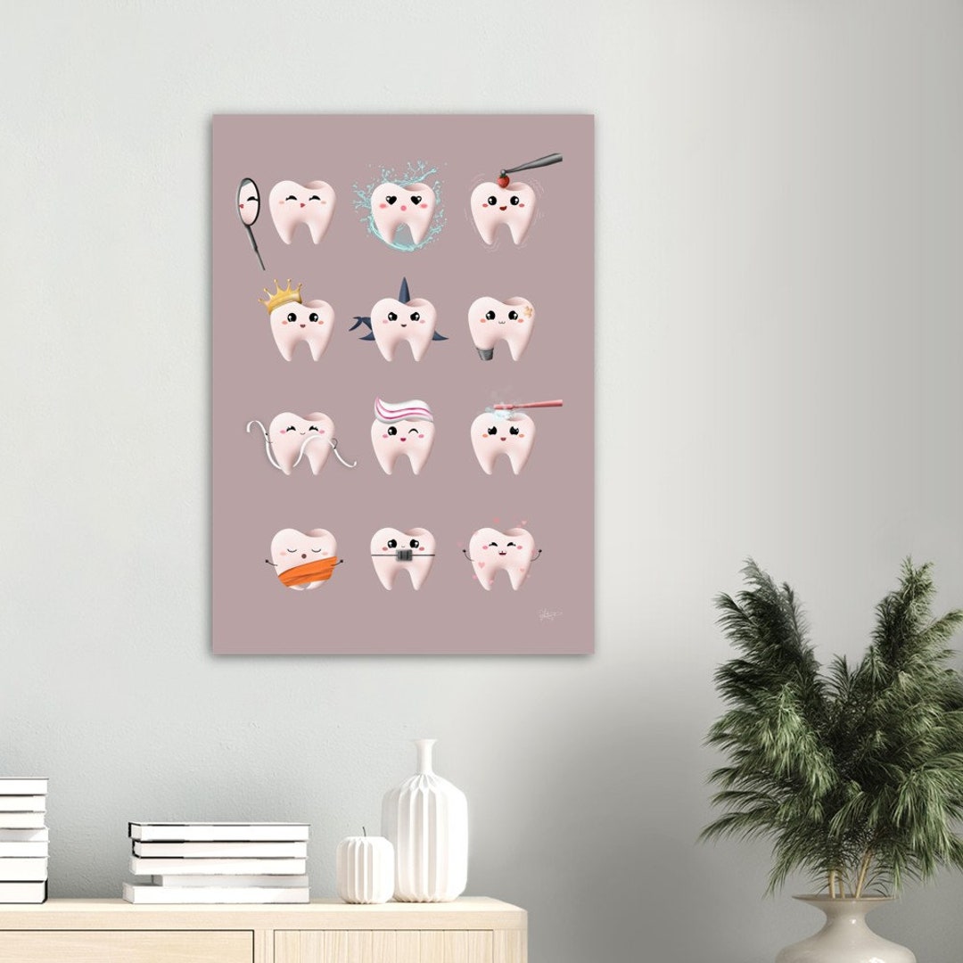 Cute Teeth Poster for Dental Clinic or Pedodentist Old Rose - Etsy