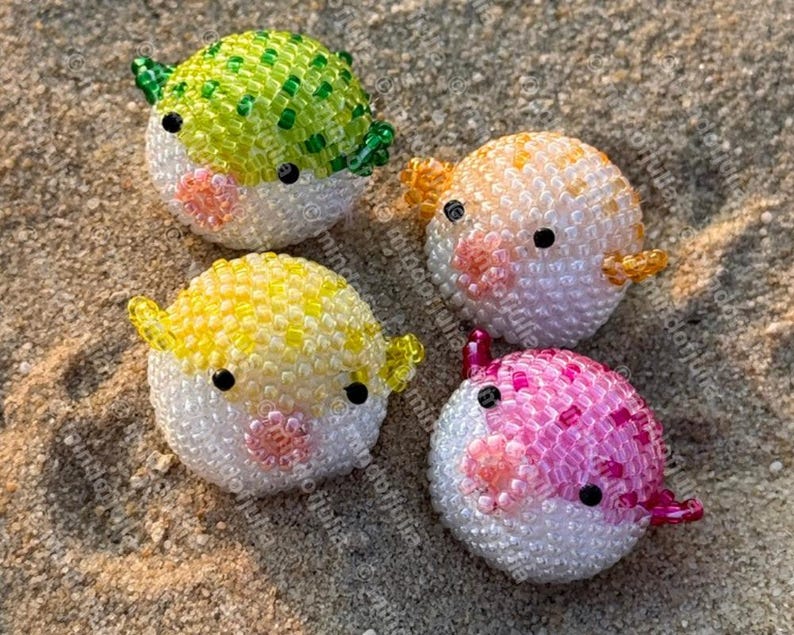 3D Beaded Puffer Fish PDF Pattern: Miyuki Seed Bead Tutorial (beading ...