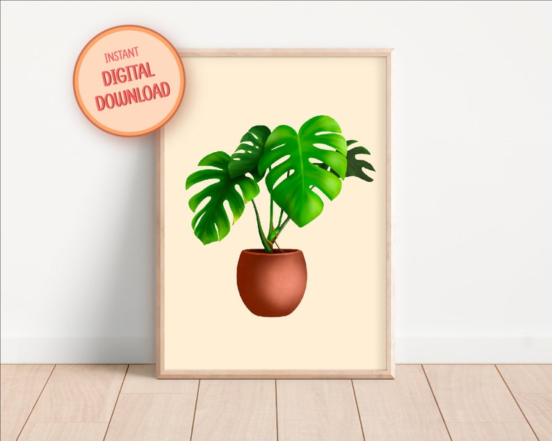 PRINTABLE Botanical Monstera Wall Art Home Decor for Plant - Etsy