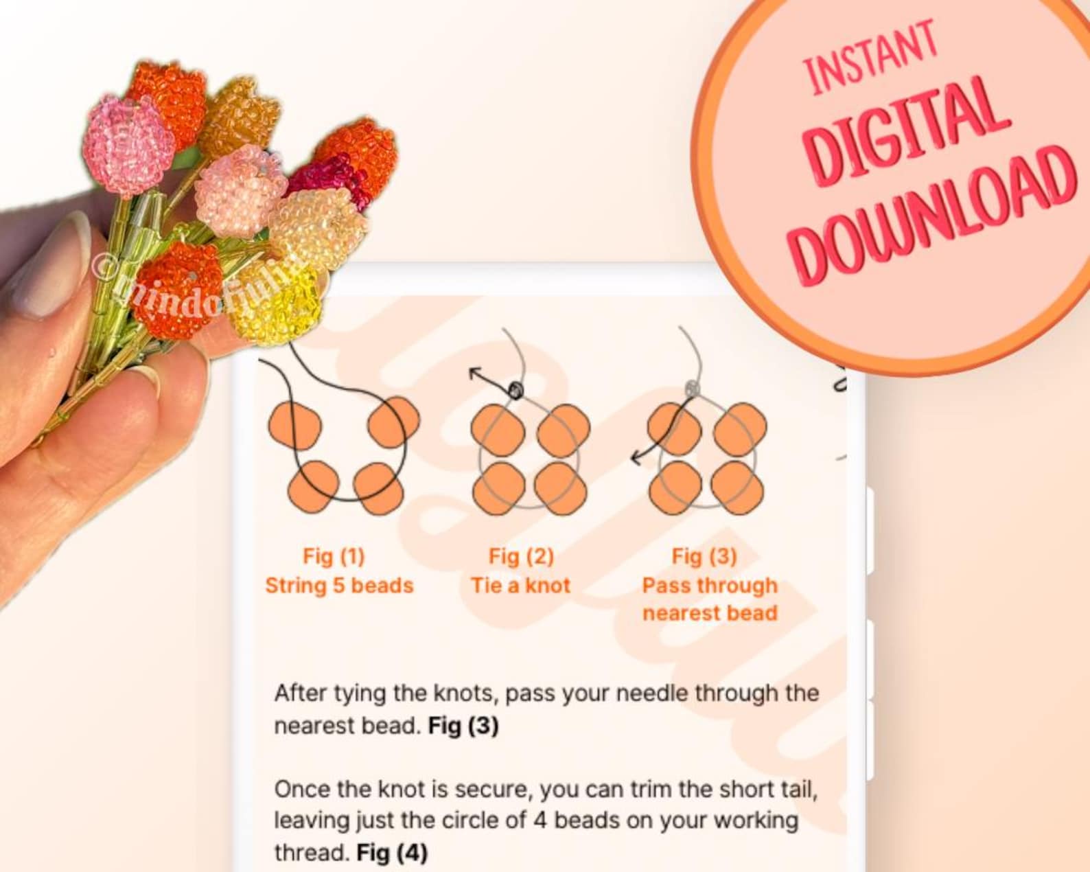 Beaded Tulip PDF Pattern: DIY Seed Bead Flower Tutorial (digital ...
