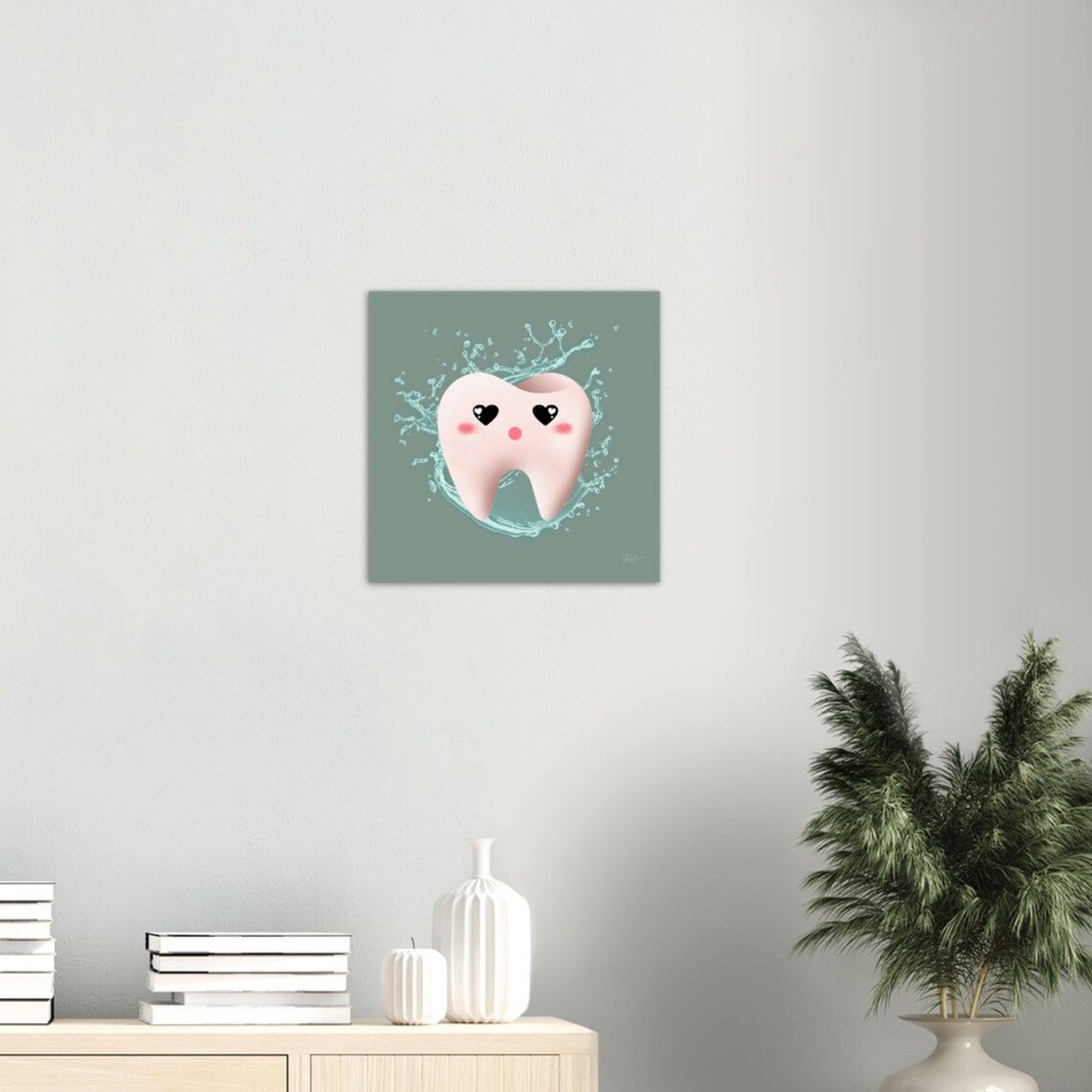 Cute Teeth Poster Dentist Office Decor Tooth Anatomy Water Splash Teeth ...