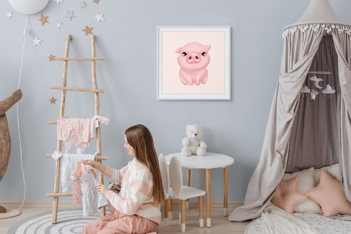 PRINTABLE Adorable Piglet Wall Art | Home Decor for Pig and Animal ...