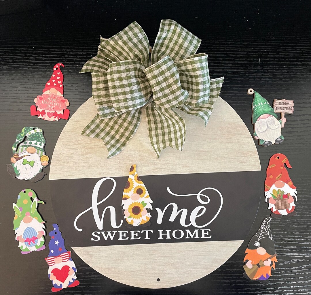 Home Sweet Home Round Sign Front Door Home Decor Seasonal Door Hanger ...