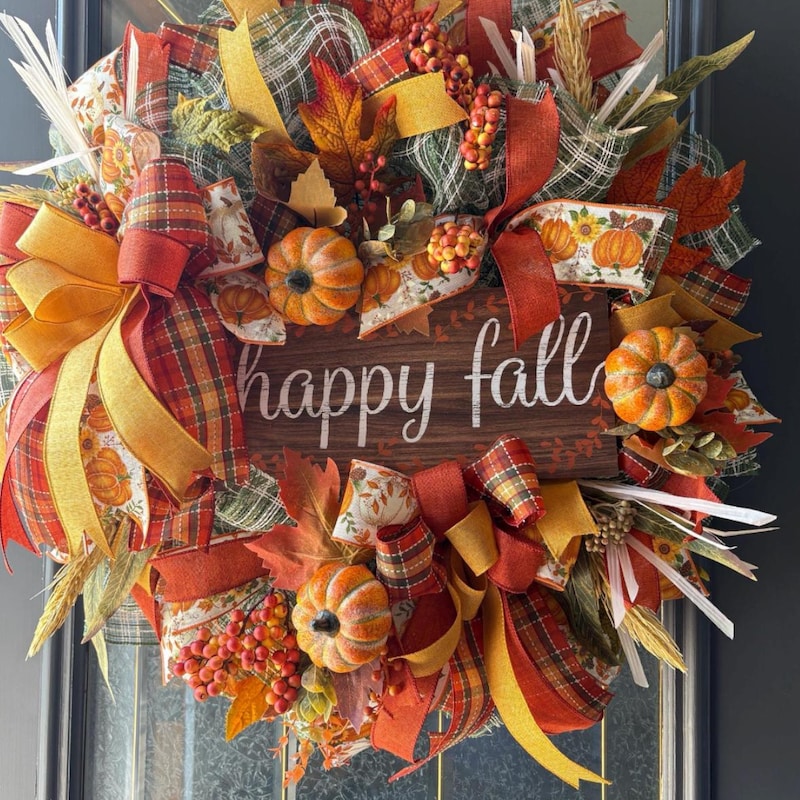 Fall Front Door Wreaths With Ribbon - Etsy