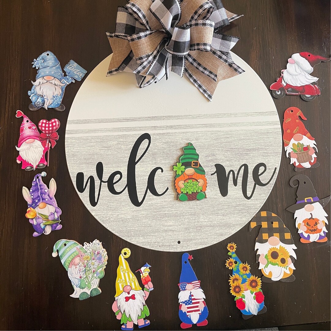 Interchangeable Welcome Gnome Sign for Front Door Home Decor New Home ...
