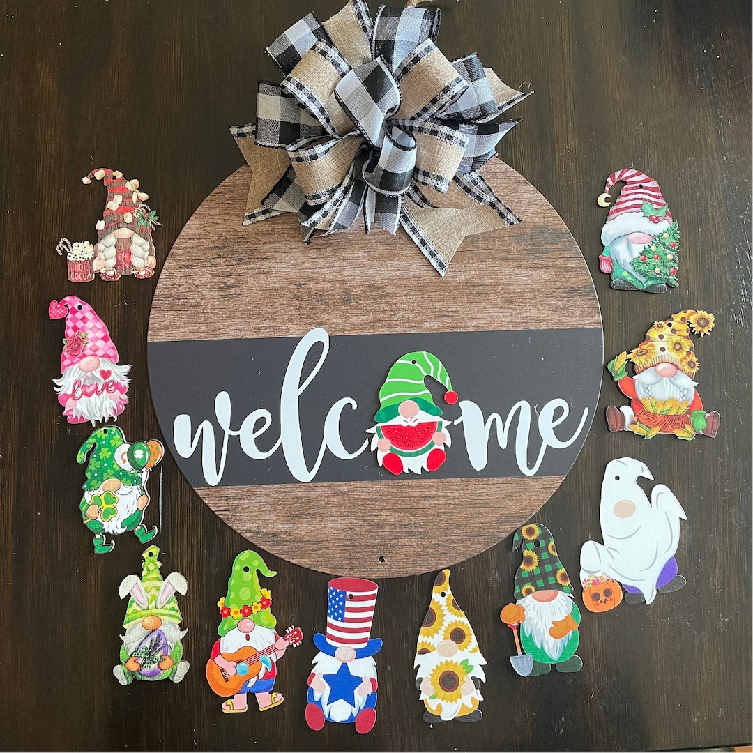 Interchangeable Welcome Gnome Sign for Front Door Home Decor New Home ...