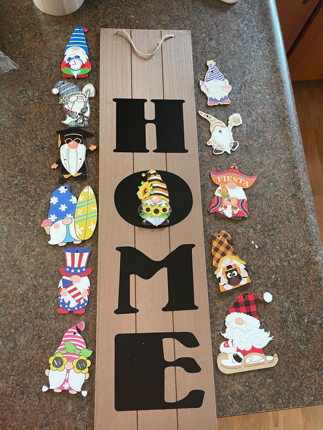 Home Gnome Sign for Front Porch Vertical Interchangeable Sign Farmhouse ...