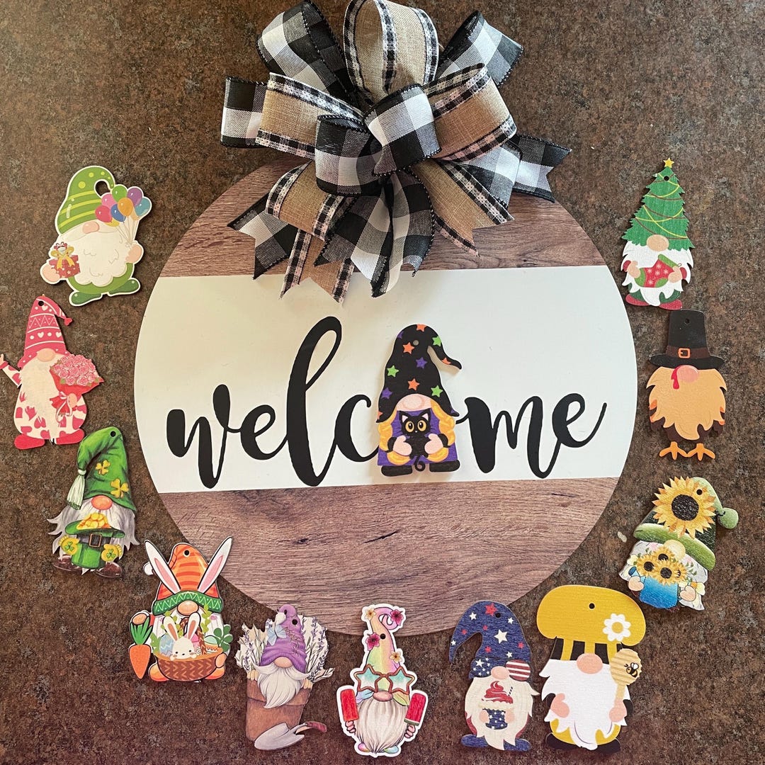 Interchangeable Welcome Gnome Sign for Front Door Home Decor New Home ...