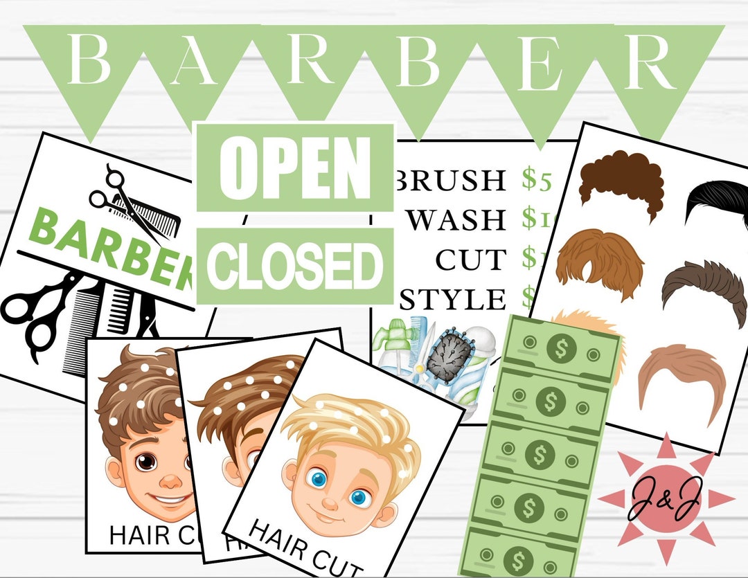 Barber Pretend Play Kit, Preschool Pretend Play, Barber Pretend - Etsy