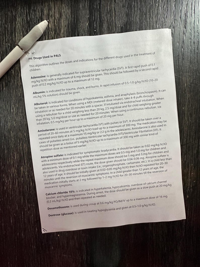 ACLS & PALS Medication Doses / Indications. Complete List of ...