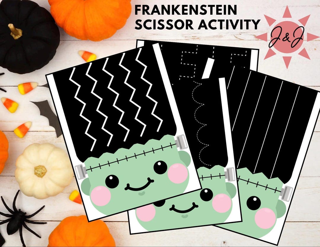 Preschool Learning. Frankenstein Scissor Activity - Etsy