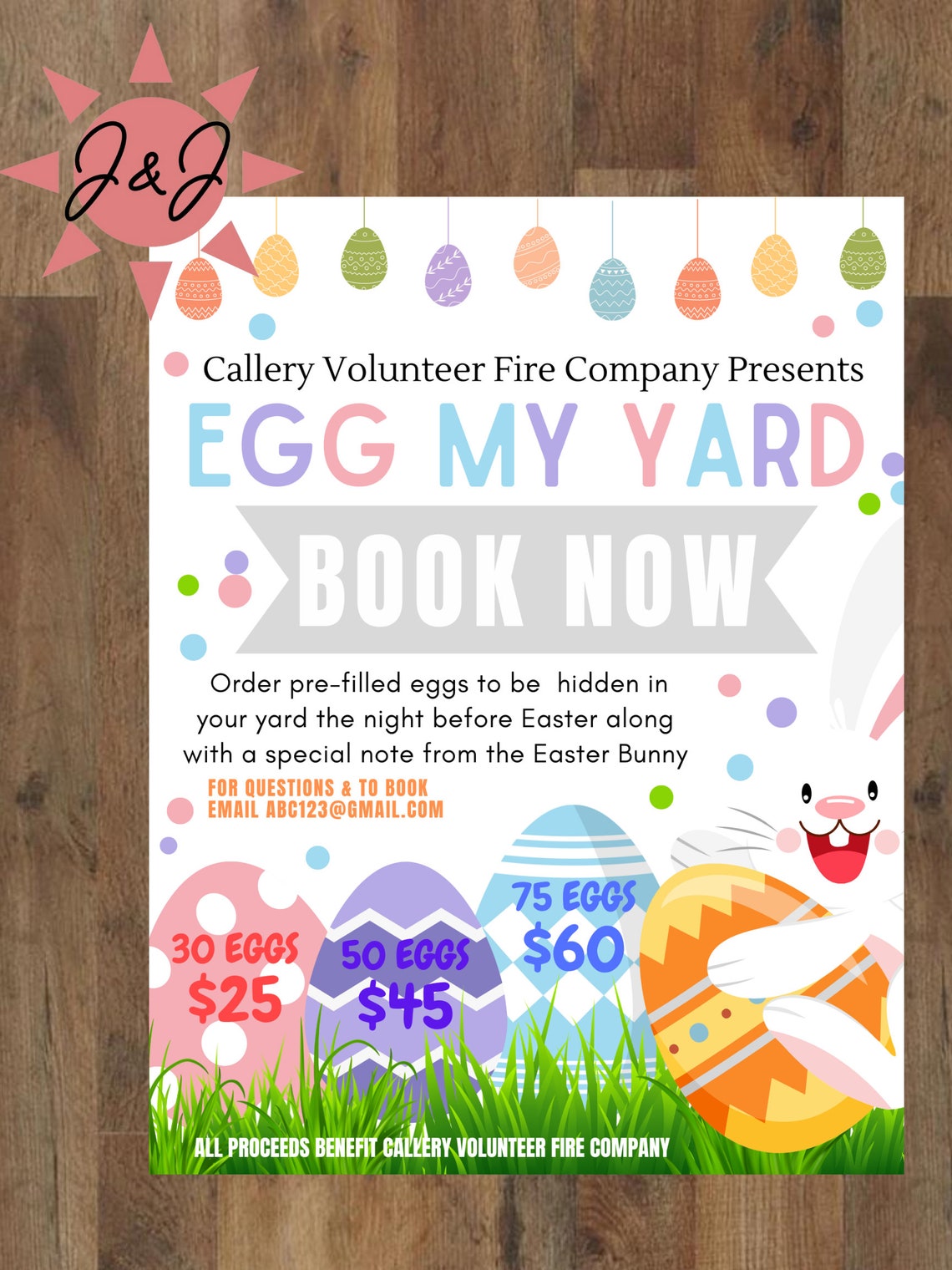 Egg My Yard Flyer - Digital Download, Editable Easter Fundraiser Flyer ...