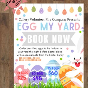 Egg My Yard Flyer - Digital Download, Editable Easter Fundraiser Flyer ...