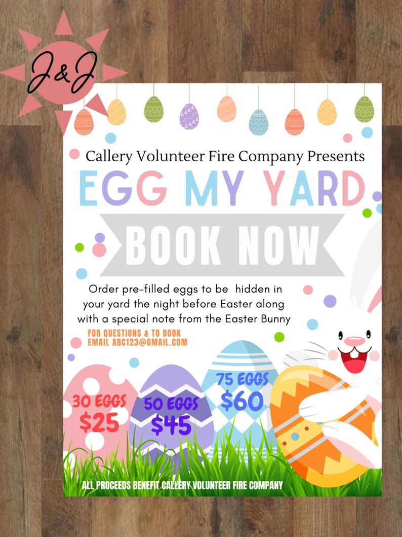 Egg My Yard Flyer - Digital Download, Editable Easter Fundraiser Flyer ...