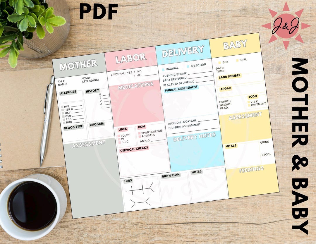 Nurse Mother Baby Report Sheet. Editable File, Print at Home Nurse ...