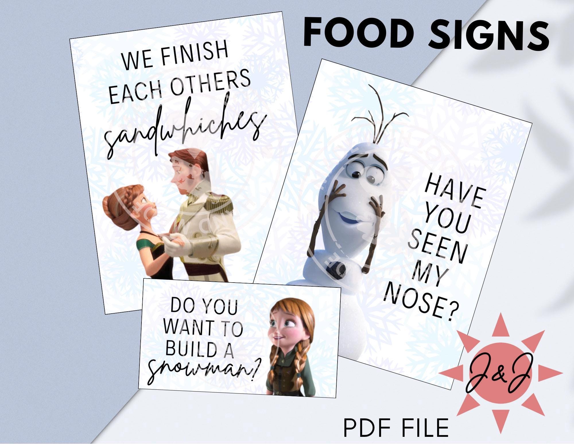 Frozen Birthday Party Extras, Digital & Printable! Noneditable ...