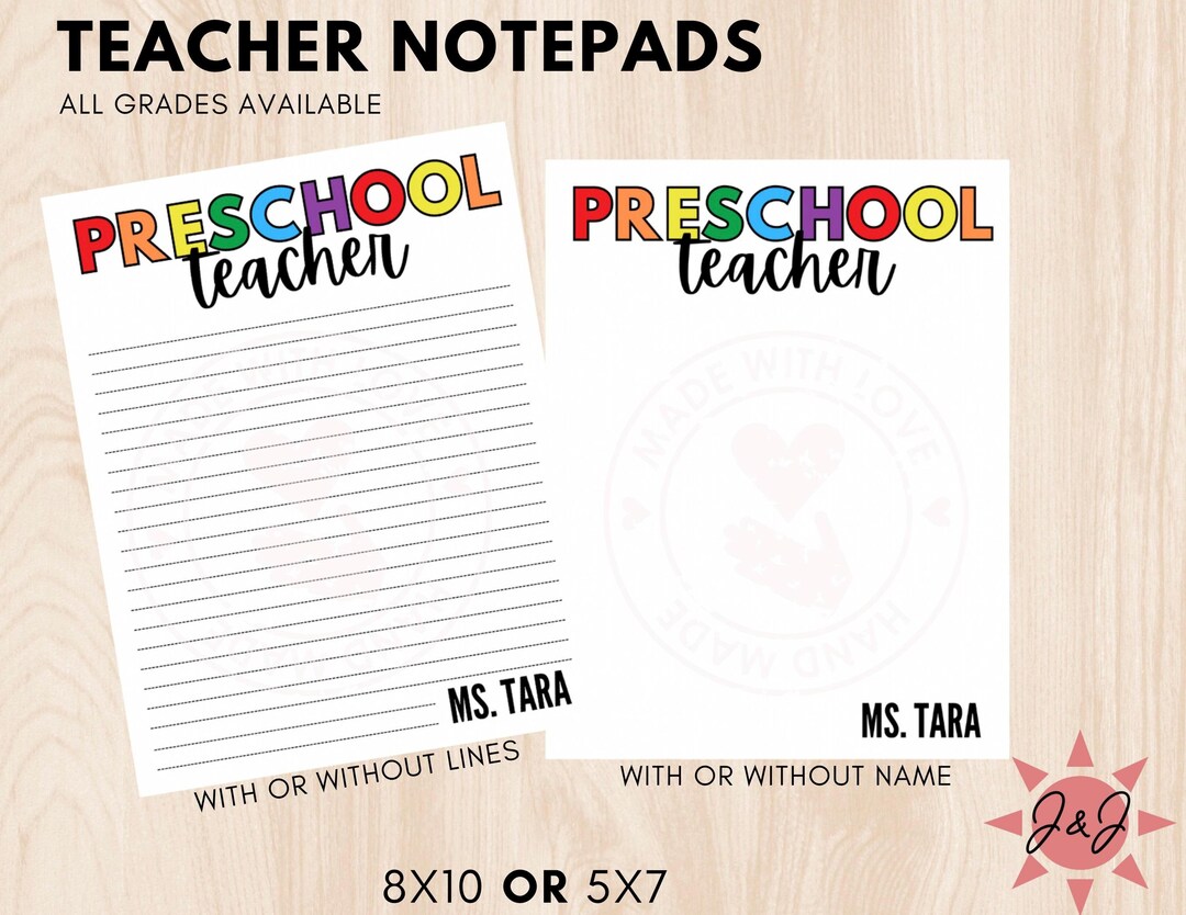 Teacher Notepad Printables. Teacher Gifts, Downloads. Print at Home ...