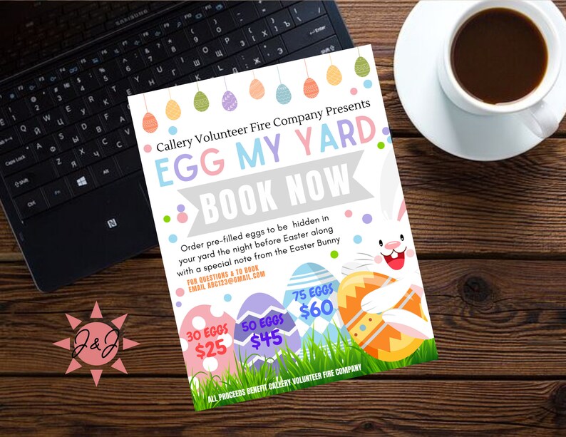 Egg My Yard Flyer - Digital Download, Editable Easter Fundraiser Flyer ...