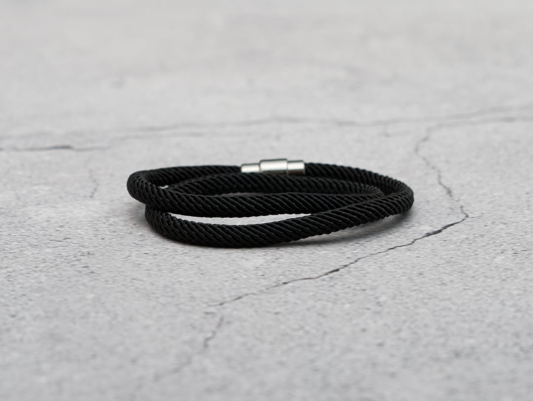 Simple Black Cord Wrap Bracelet With a Magnetic Clasp, 5 Mms Milan Rope ...