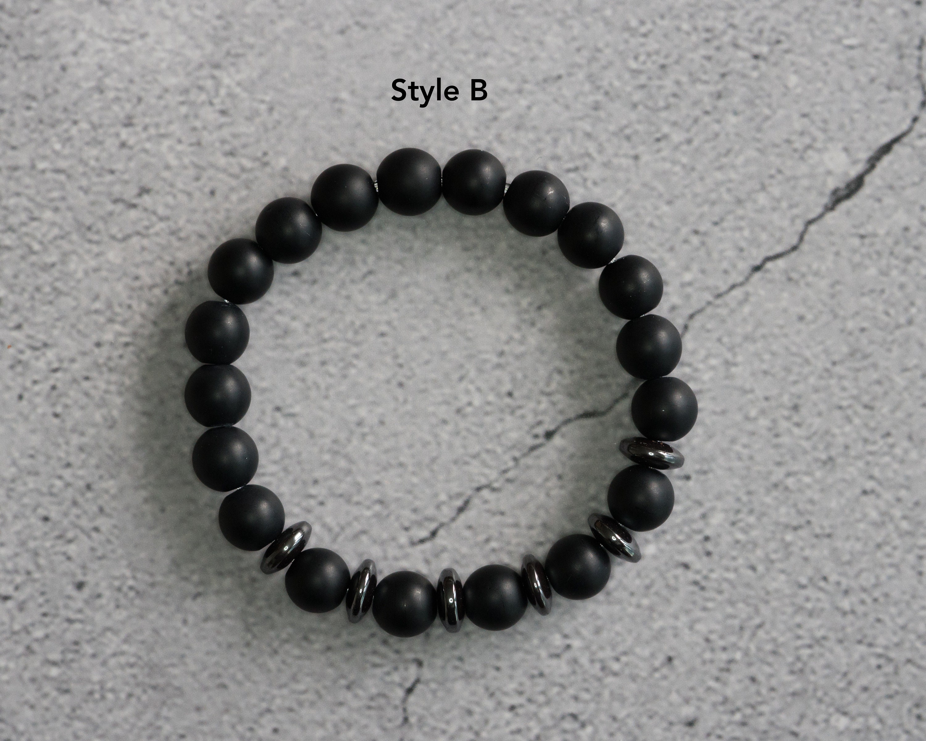 All Black Bead Bracelet Matte Black Bead Black Hematite Custom Size ...