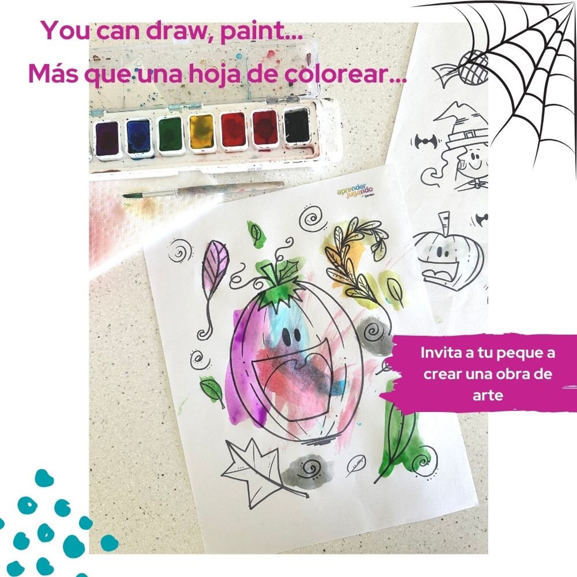 Halloween Coloring Pages for Kids - 2 Printable Pages - Digital - Hojas ...