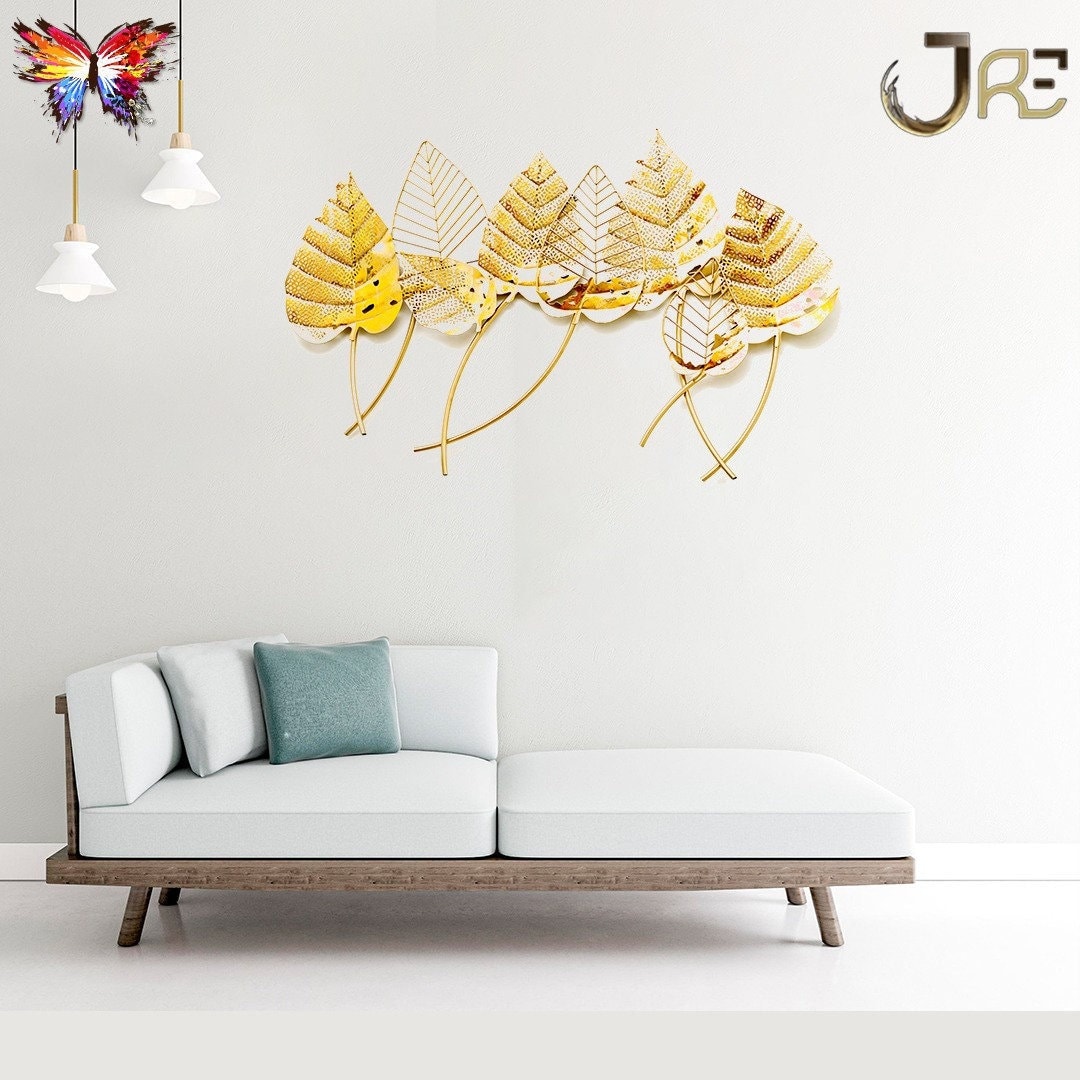 Luxury Gold Leaf Wall Decor Gold Decorative Boho Wall Art, Gold Metal ...